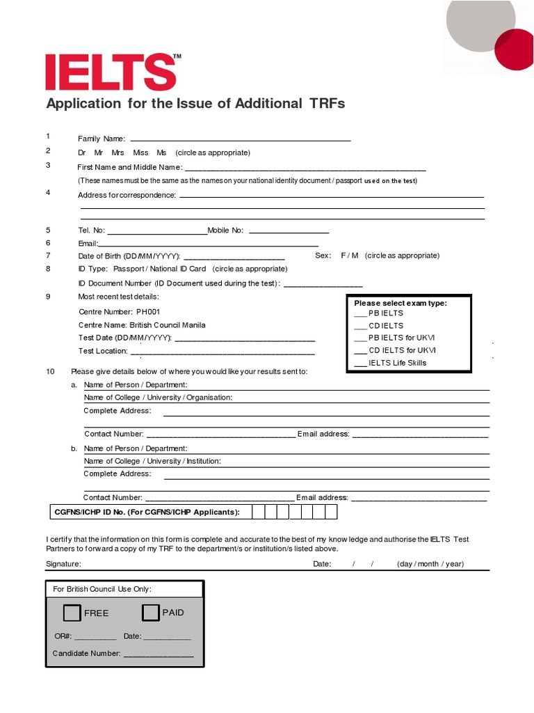Additional TRF Request Form 2021 | PDF | International English Language ...