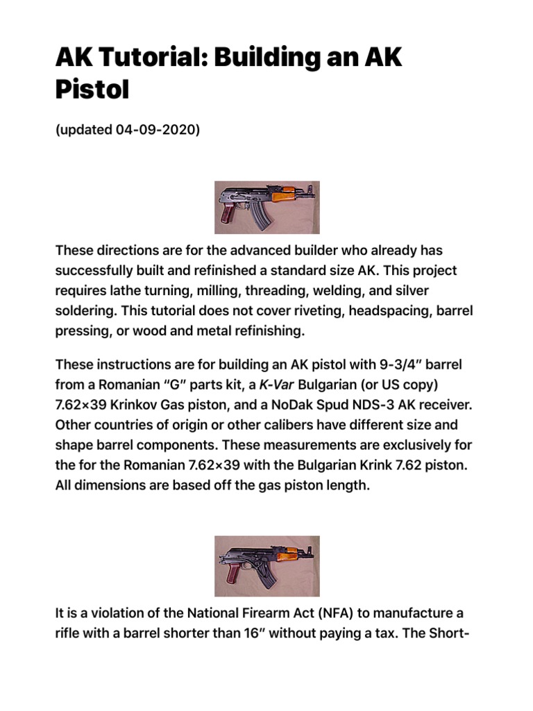 AK Tutorial - Building An AK Pistol - Arizona Response Systems | PDF ...