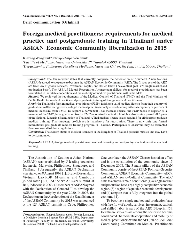 Foreign Medical Practitioners: Requirements For Medical Practice and ...