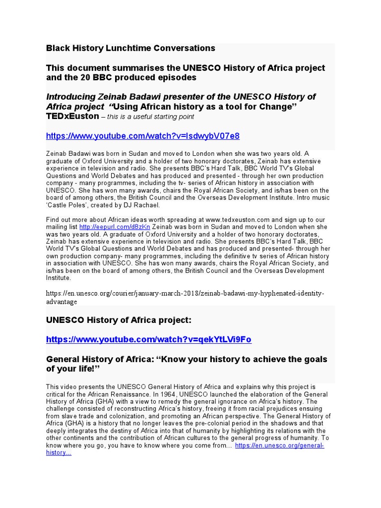UNESCO's African History Project Summary | PDF | Africa | North Africa