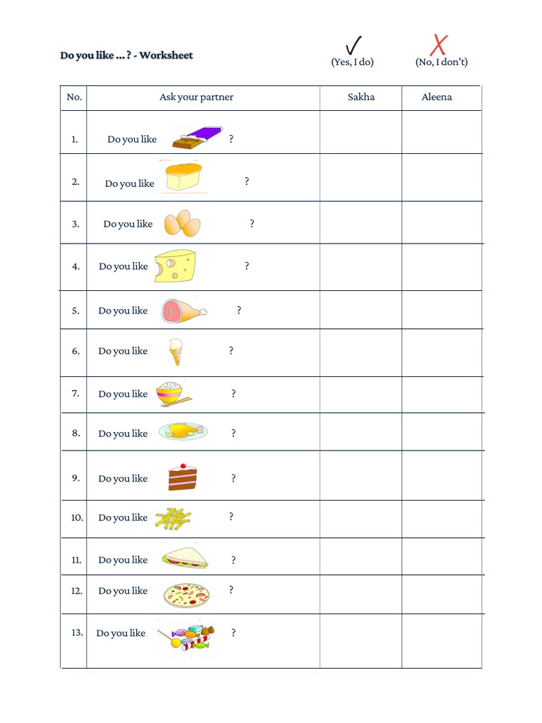 Do You Like - Worksheet | PDF