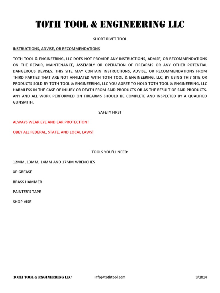 AKT020 Rivet Jaws Instructions | PDF | Rivet | Tools