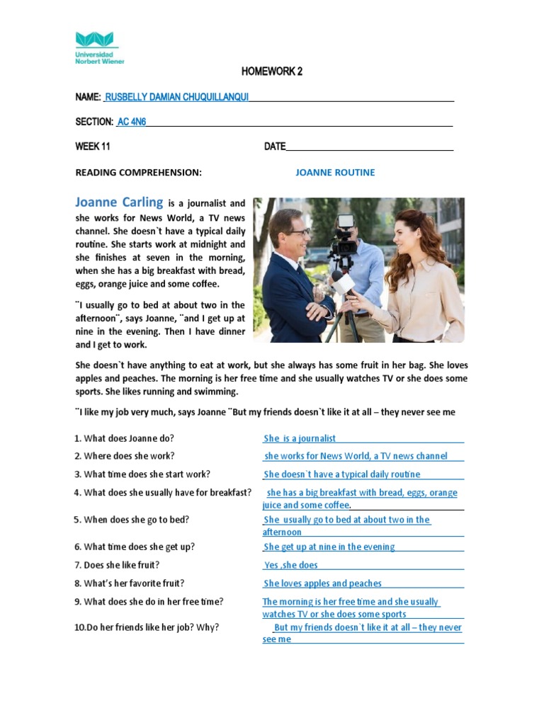 Reading Comprehension Exercise | PDF | Lifestyle