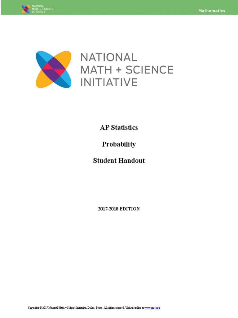 AP Statistics Probability Student Handout: 2017-2018 EDITION | PDF ...