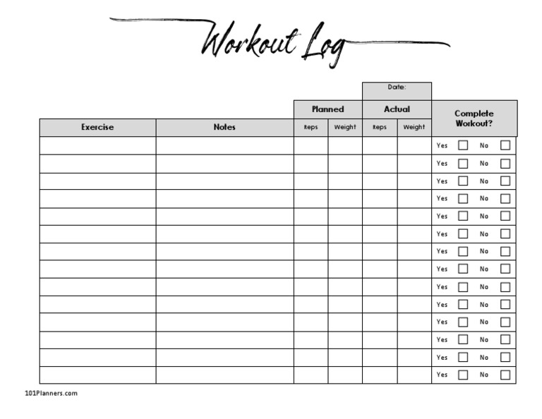 Planned Actual Complete Workout? Exercise Notes | PDF