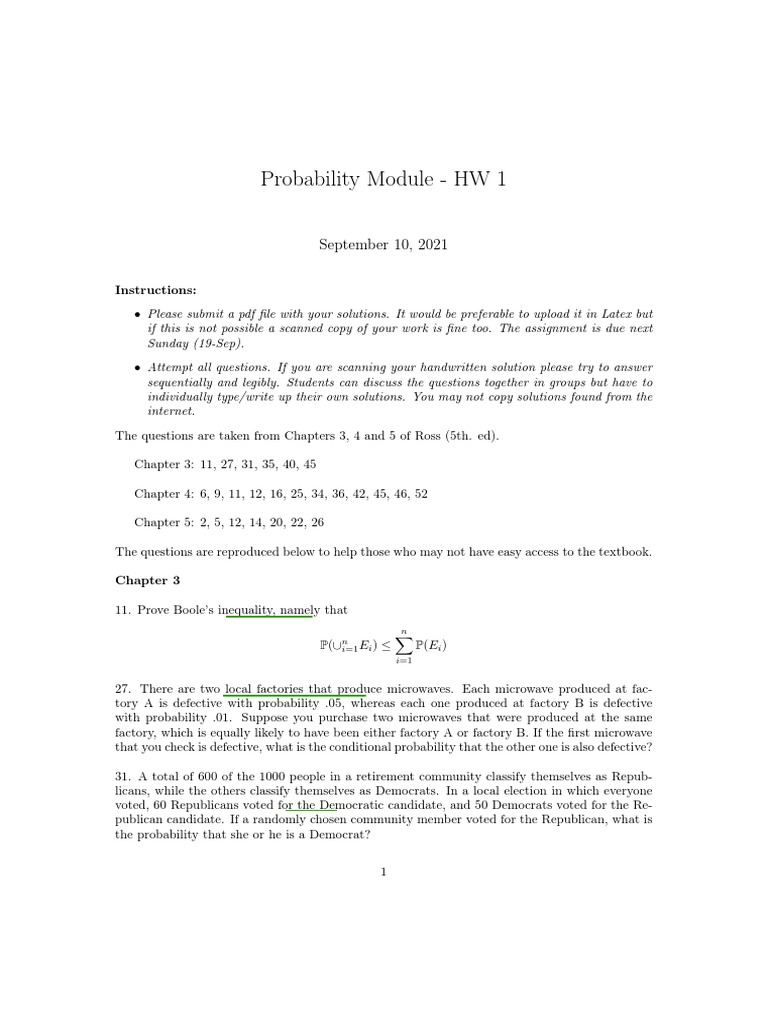 Probability of Success: Analyzing Probability Questions from Ross ...