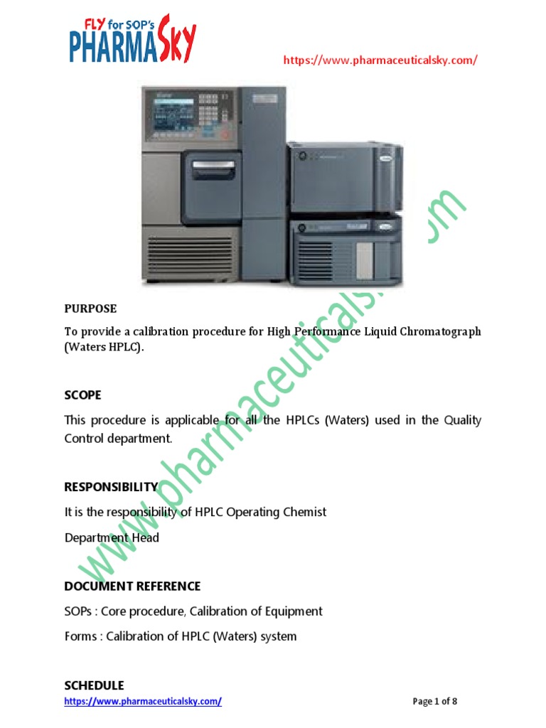 SOP For Calibration of HPLC Waters System | PDF | High Performance ...