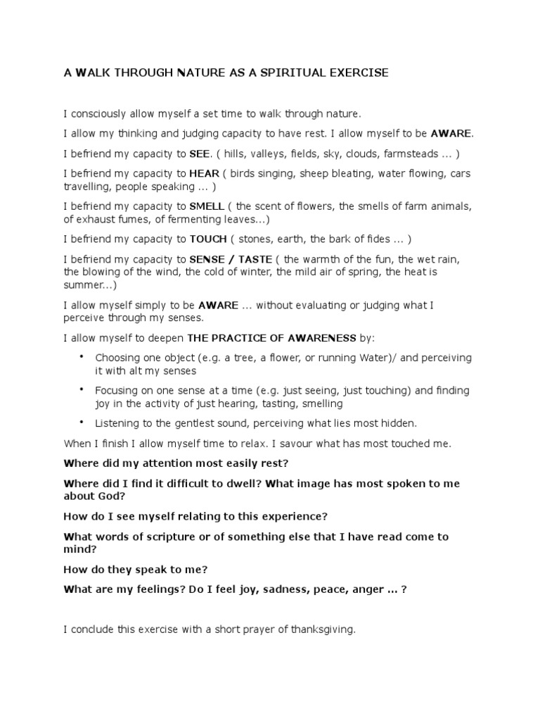A Walk Through Nature As A Spiritual Exercise | PDF | Perception | Senses