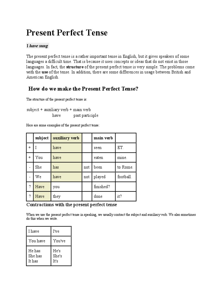 How Do We Make The Present Perfect Tense? | PDF | Perfect (Grammar ...