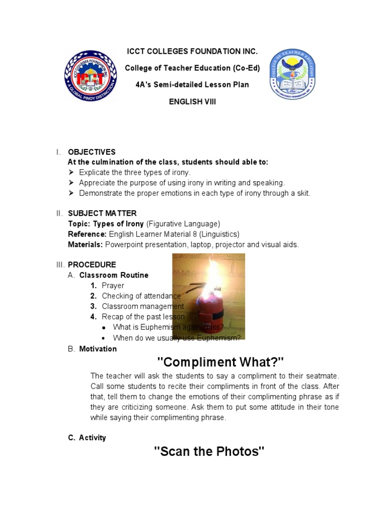 LP Irony | PDF | Irony | Lesson Plan