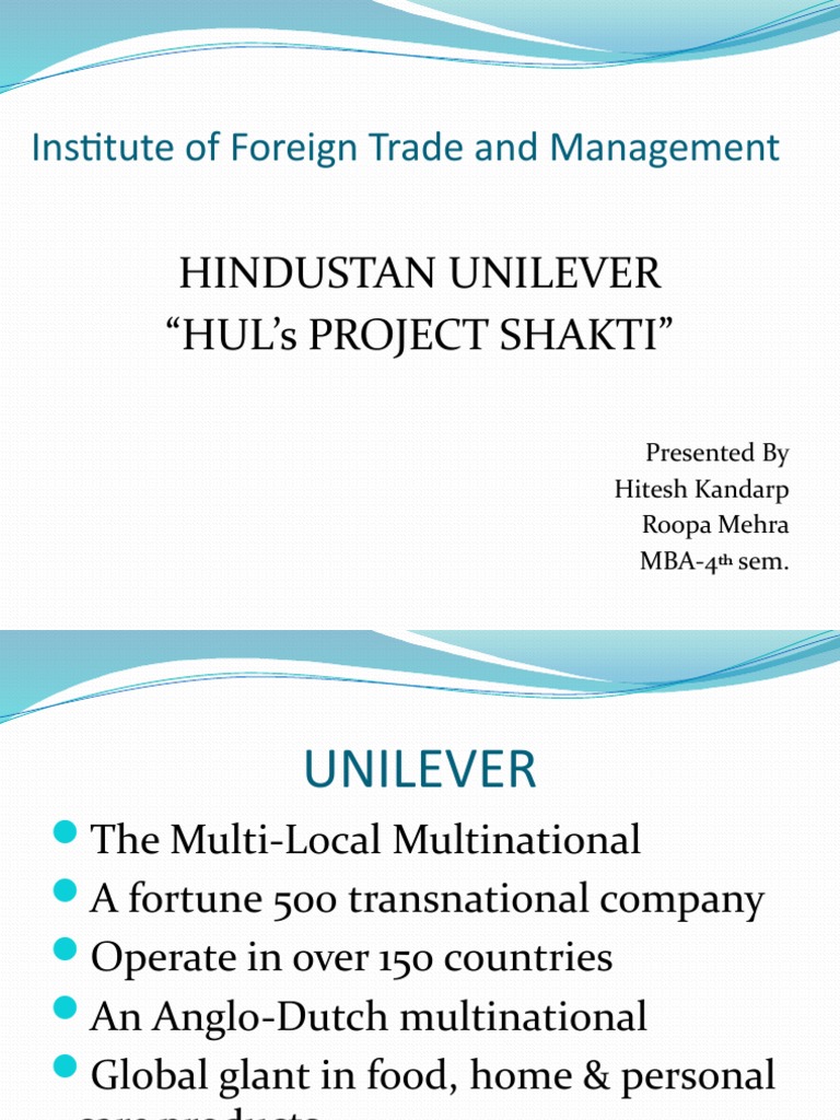 Institute of Foreign Trade and Management: Hindustan Unilever "Hul'S ...