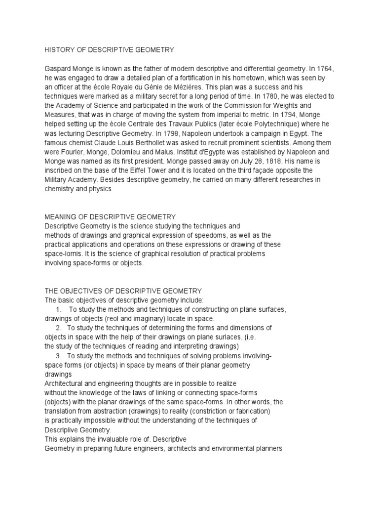 Descriptive Geometry | PDF | Line (Geometry) | Geometry