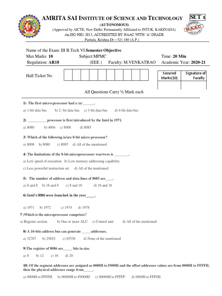Eee MPMC Mid-2 Bits | PDF | Central Processing Unit | Pointer (Computer Programming)