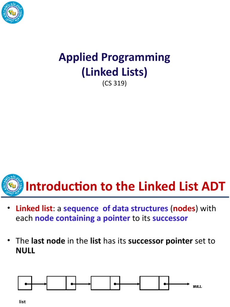 Cs 319 7 Linked Lists Pdf Pointer Computer Programming 6805