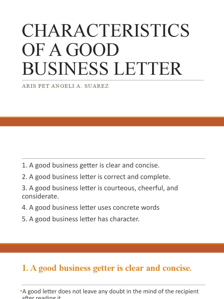 Characteristics of A Good Business Letter | PDF | Communication ...