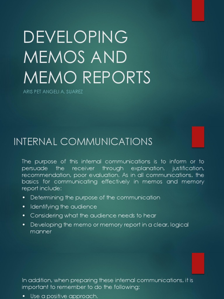 Developing Memos and Memo Reports | PDF | Memorandum | Persuasion