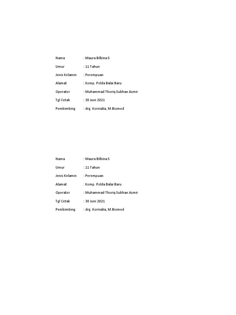 Profil Maura 11 Tahun Perempuan | PDF