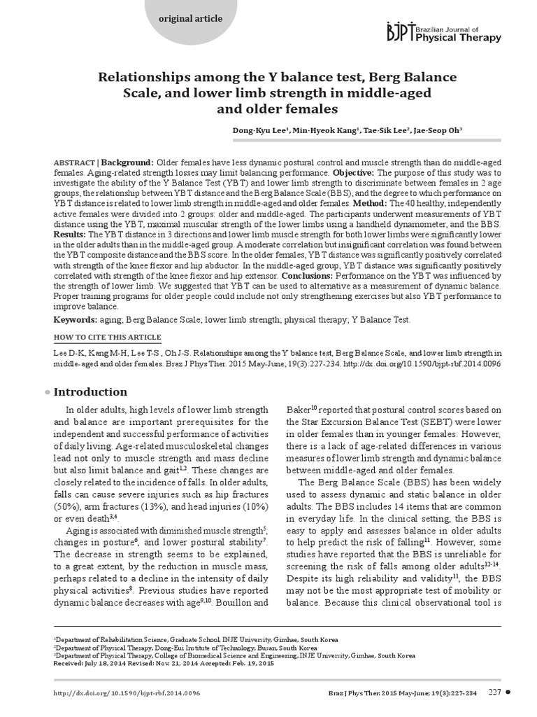 Y Balance Test - 2015 | PDF | Balance (Ability) | Human Leg