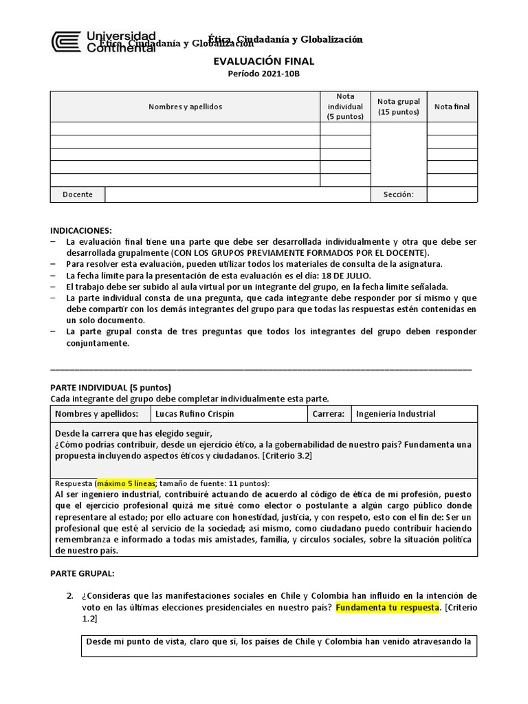 Lucas Rufino Crispin - Etica Ciudadania | PDF | Neoliberalismo | Votación