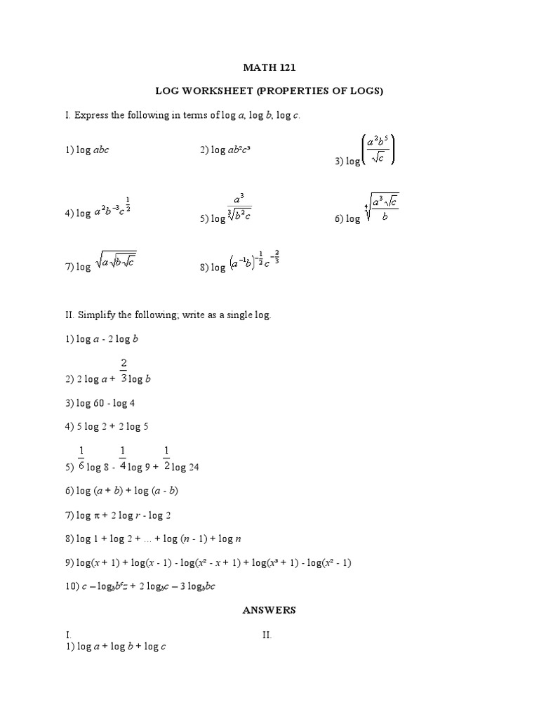Logarithm Simplification Guide | PDF