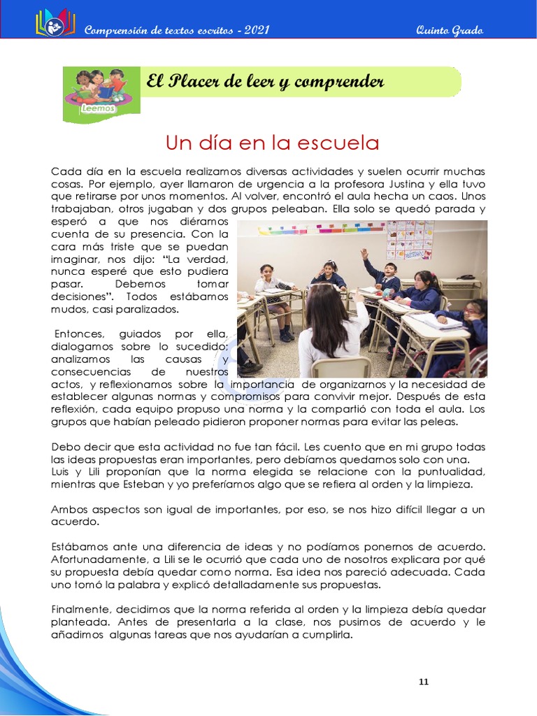 Lecturas para Imprimir 5°-1-4 | PDF | Salón de clases