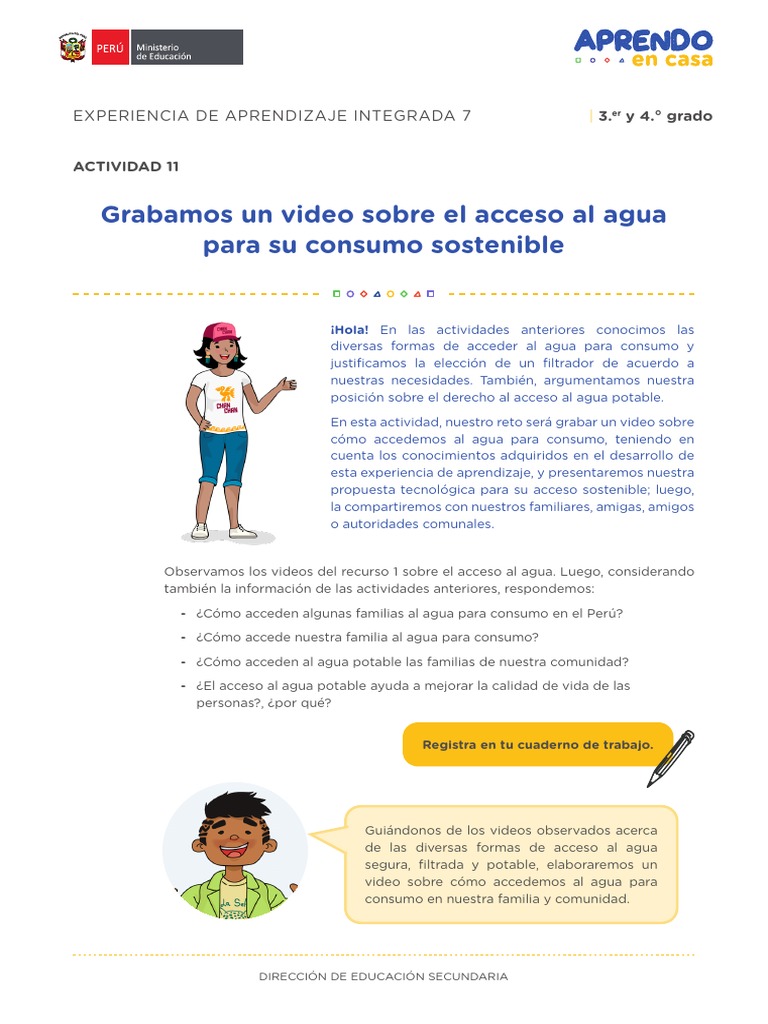 Exp7 Secundaria 3y4 Exploramosyaprendemos Act011 | PDF | Agua | Aprendizaje