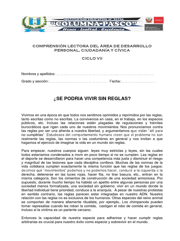 Plan Lector Vii Ciclo DPCC | PDF