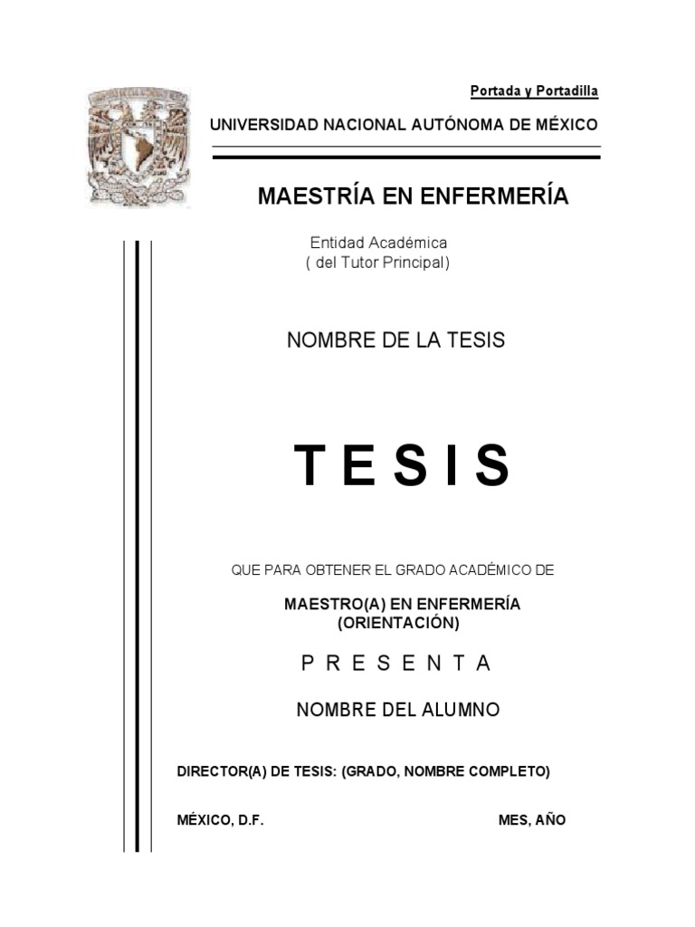UNAM Enfermeria Portada de Tesis | PDF