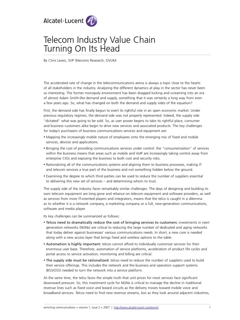 Telecom Industry Value Chain - en | PDF | Telecommunication | Voice Over Ip Telecom Industry Value Chain - en | PDF | Telecommunication | Voice Over Ip