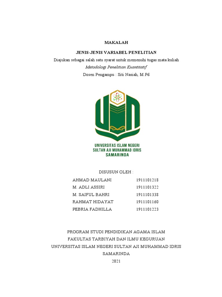 Jenis-Jenis Variabel Penelitian | PDF | Pengembangan Diri | Sains ...