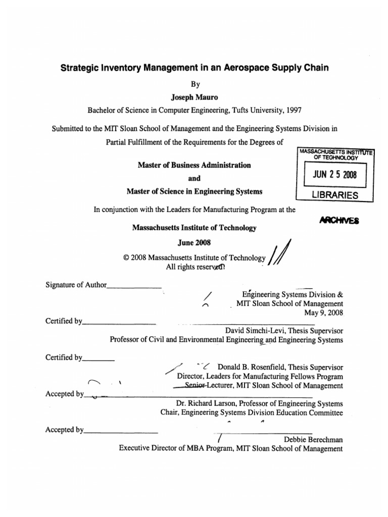 Strategic in An Aerospace Supply Chain: Inventory Management | PDF ...