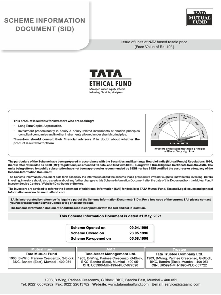 Ethical Fund: Scheme Information Document (Sid) | PDF | Investing ...