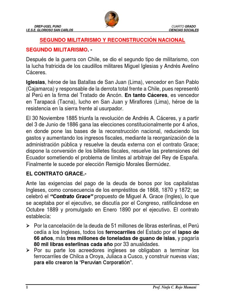 Guía 13 - El Segundo Militarismo y La Reconstrución Nacional | PDF ...