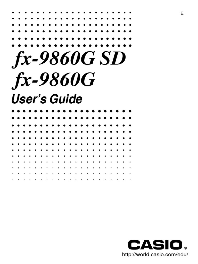fx-9860G SD fx-9860G: User's Guide | PDF | Menu (Computing) | Icon (Computing)