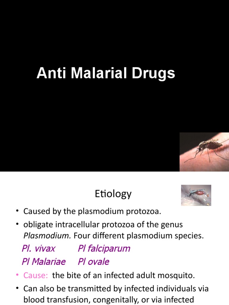 Classification and Mechanisms of Action of Anti-Malarial Drugs | PDF ...