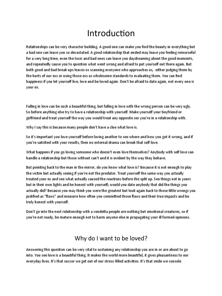 Introduction To Relationships | PDF | Love | Reason
