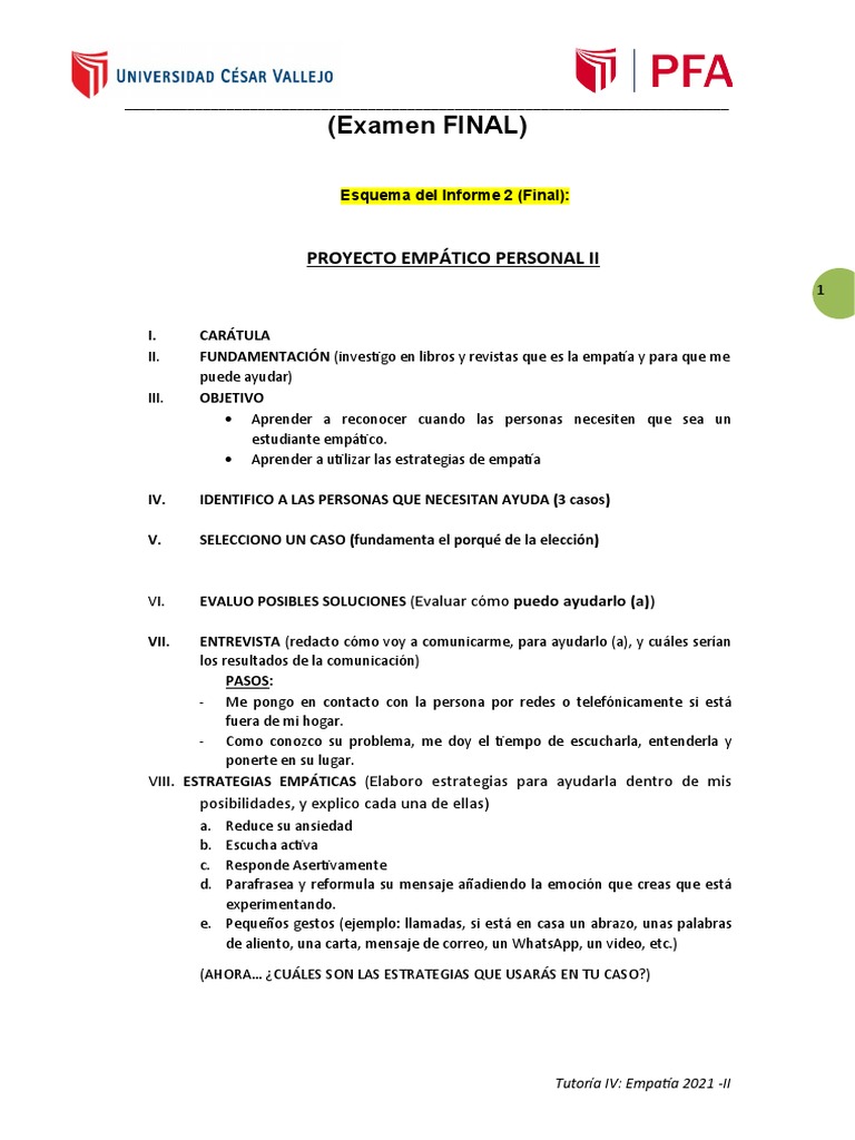 Proyecto Final - Tutoria IV - PFA | PDF