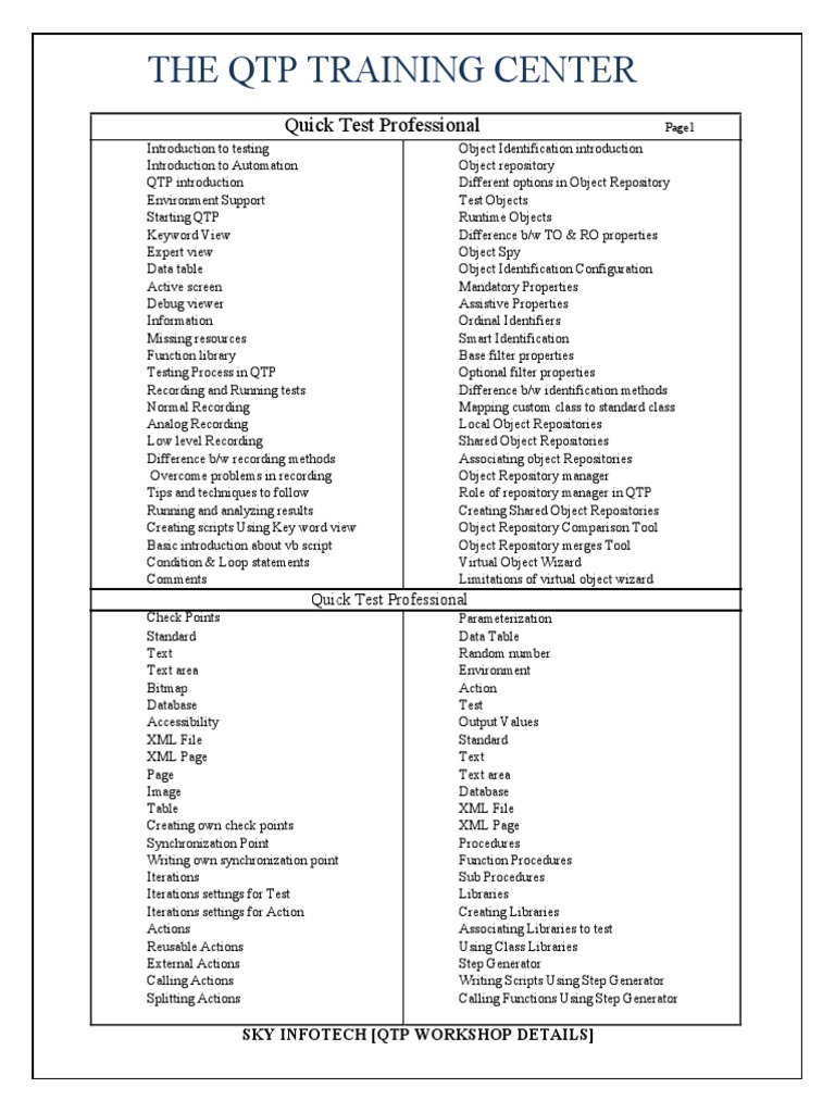 The QTP Training Center: Quick Test Professional | PDF | Information ...