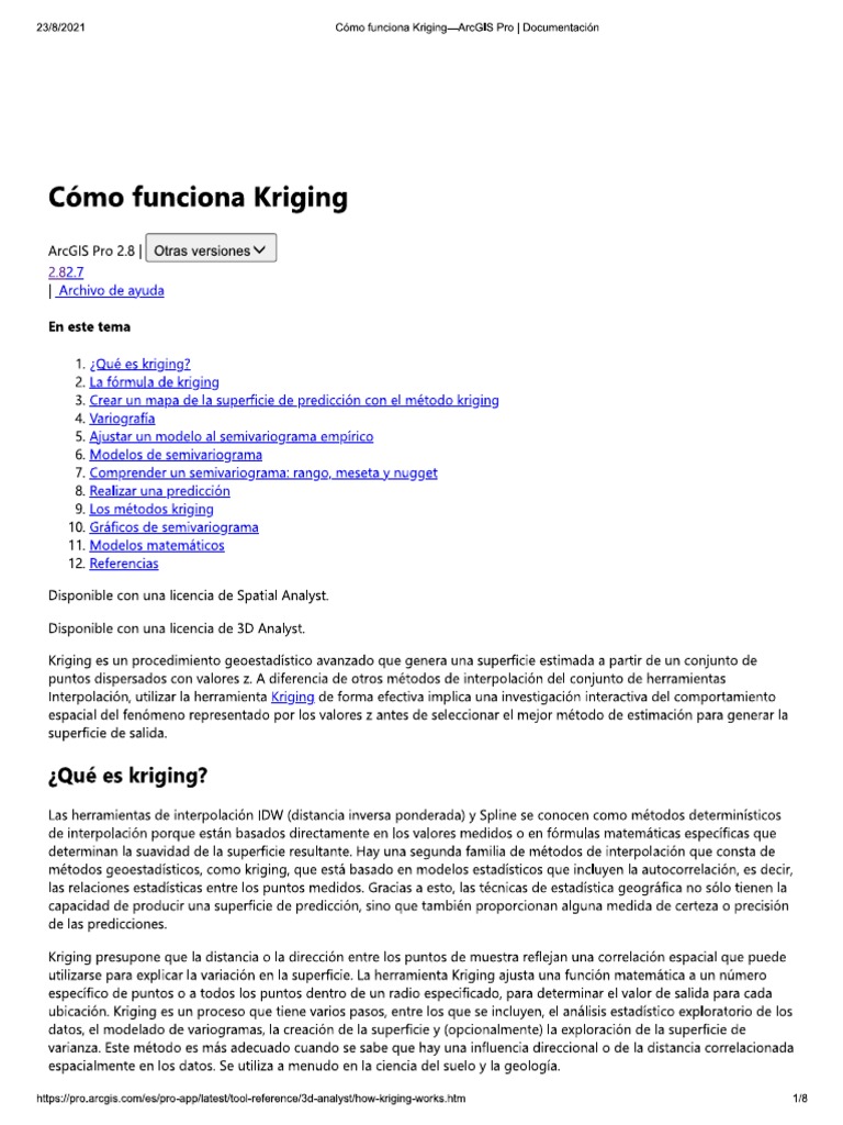 Cómo Funciona Kriging Con ArcGis PRO | PDF