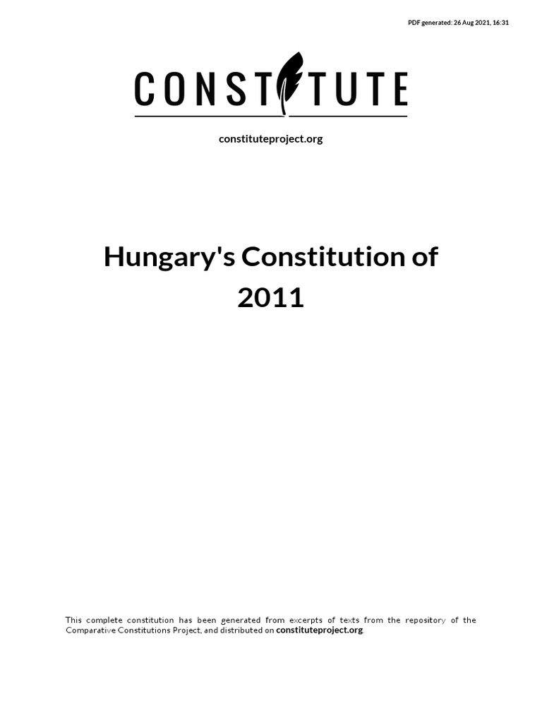Hungary's Constitution of 2011 | PDF | Suffrage | Treaty