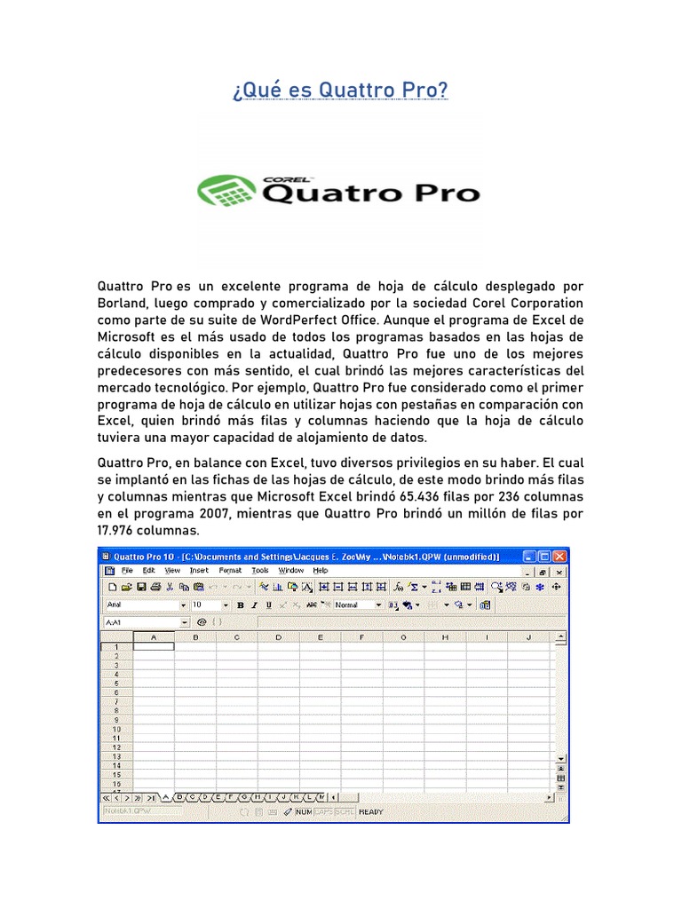 Quattro Pro y Lotus 123 | PDF | Software de la aplicacion | Software de ...