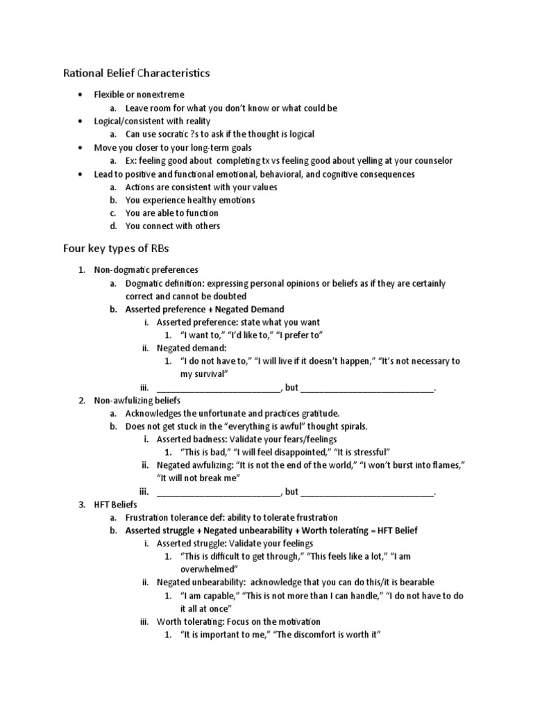 Rational and Irrational Beliefs | PDF | Feeling | Rational Emotive ...