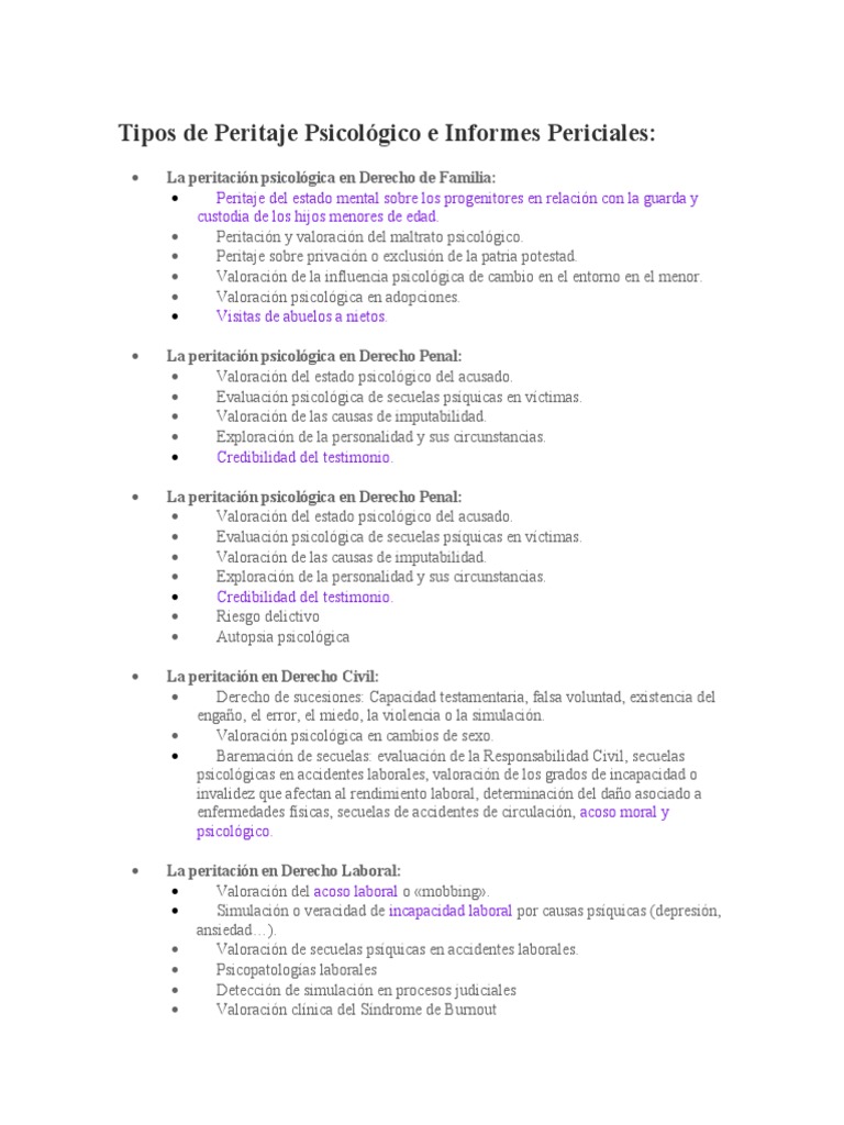 Tipos de Peritaje | PDF | Sicología | Abuso infantil