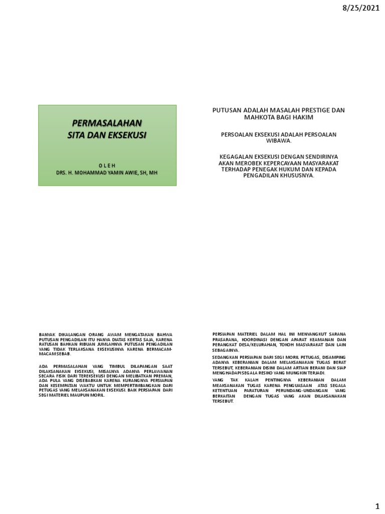 Permasalah Sita Dan Eksekusi | PDF