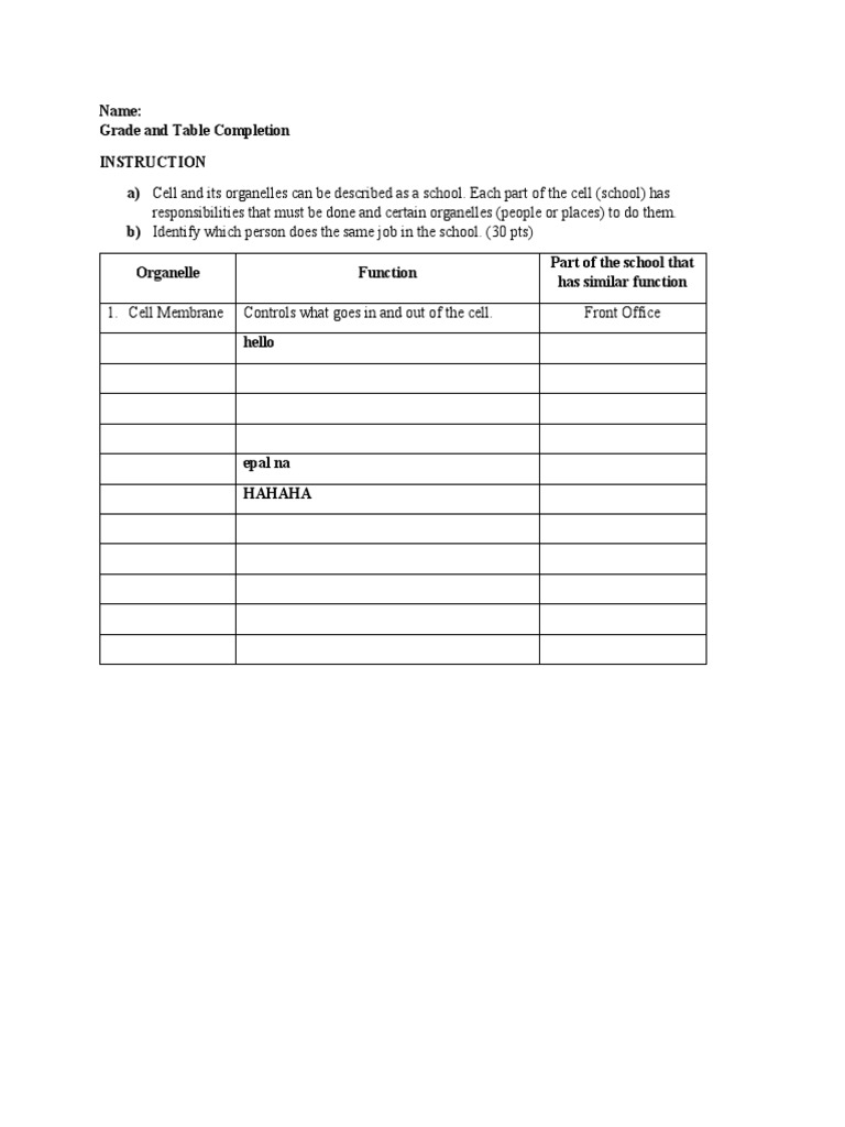 Table Completion | PDF