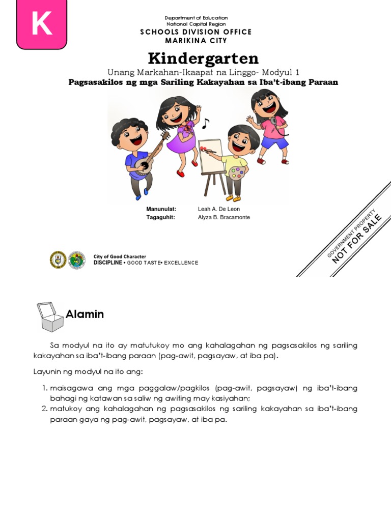 Kinder - Q1 - Week4 - Modyul 1 | PDF