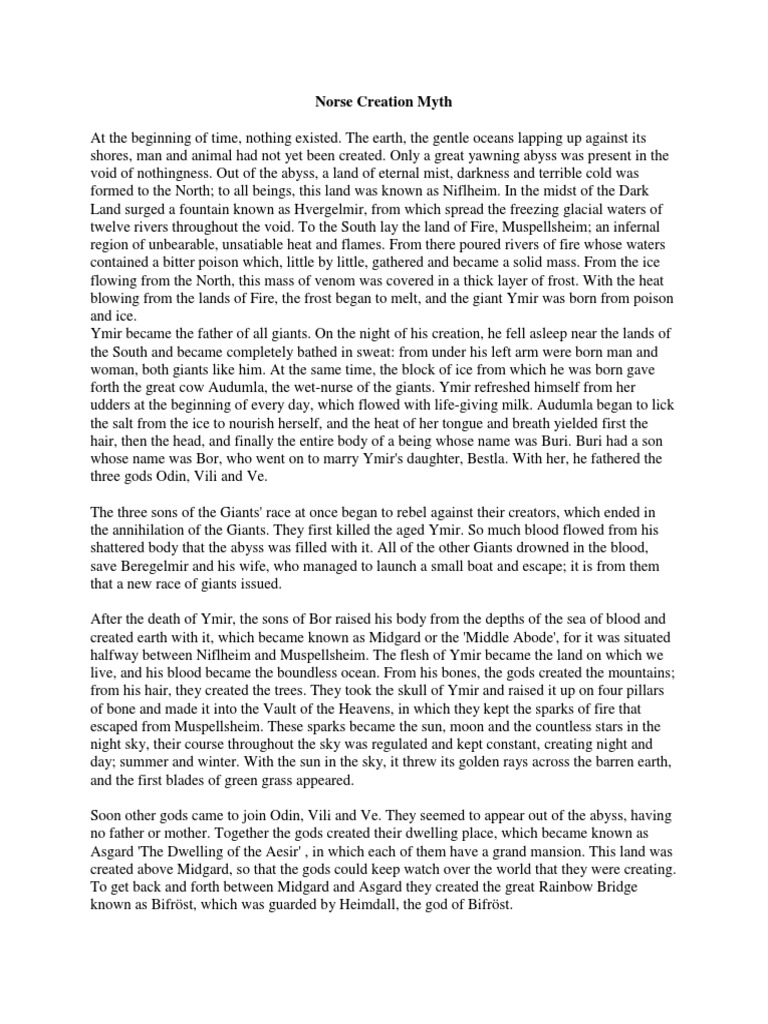 Norse Creation Myth | PDF | Norse Paganism | Germanic Mythology
