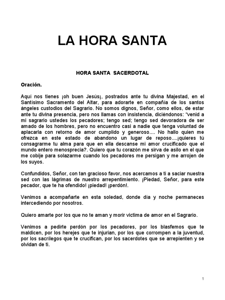 Libro de Horas Santas | Descargar gratis PDF | Sacerdote | eucaristía