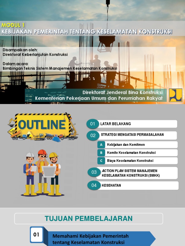 Modul 1 Kebijakan Pemerintah TTG Keselamatan Konstruksi | PDF