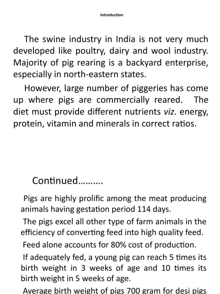 Nutrient Requirements and Feeding Management of Pigs Across Different ...